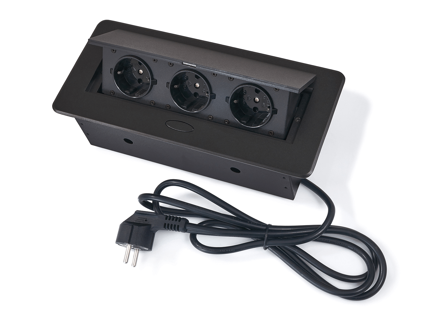 Power Port Biurkowy 3xGniazdko sieciowe 230V Multibox Czarny - Led Expert